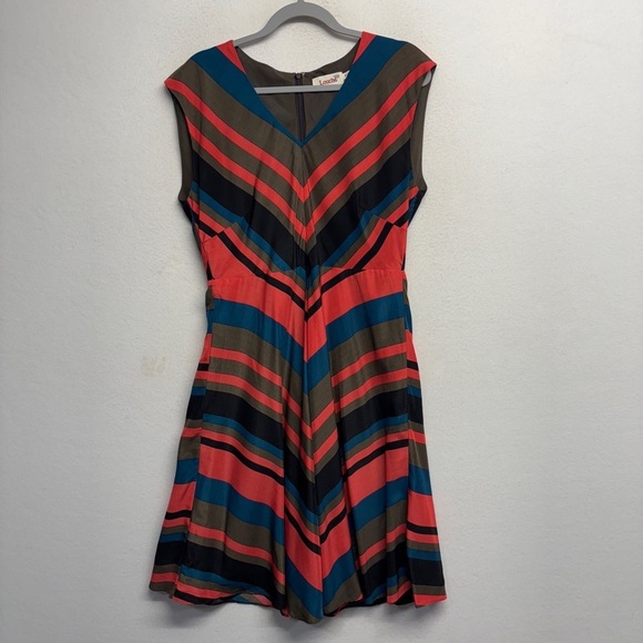 Louche | Dresses | Louche Duchess Dress Xl Midi Stripe V Neck A Line ...
